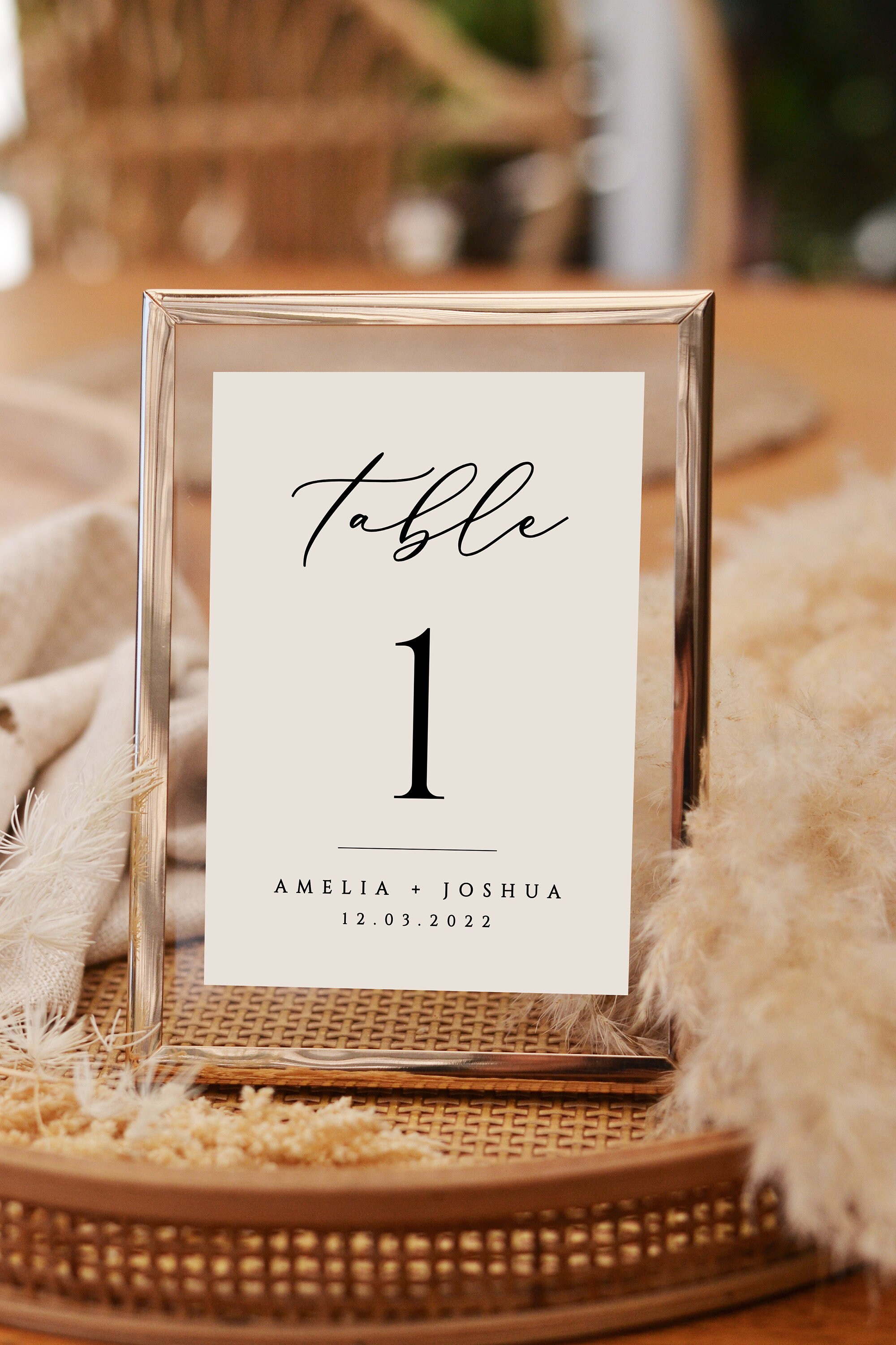 Table Number Sign for Minimalist Wedding Table No Bridal Table ...