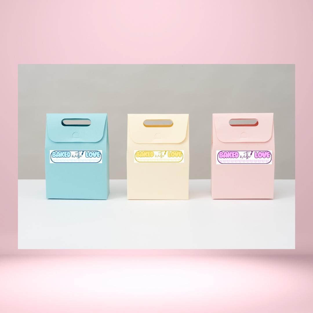 Mini Cake Tin Labels, Dessert Labels Baked With Love Label best by Date ...