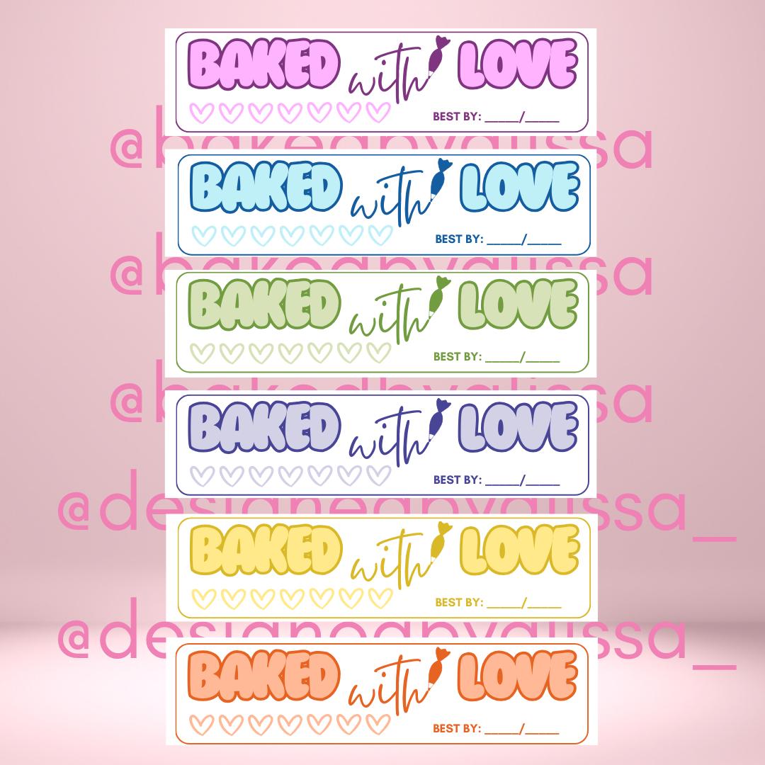 Mini Cake Tin Labels, Dessert Labels Baked With Love Label best by Date ...