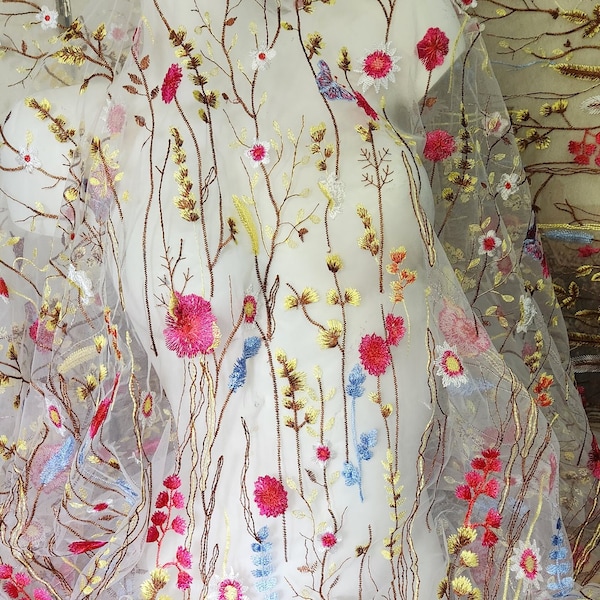 Embroidered Fabric - Etsy