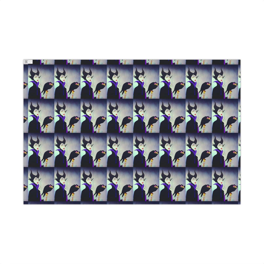 Maleficent Crow Pattern Gift Wrap | Villain Portrait Wrapping Paper ...