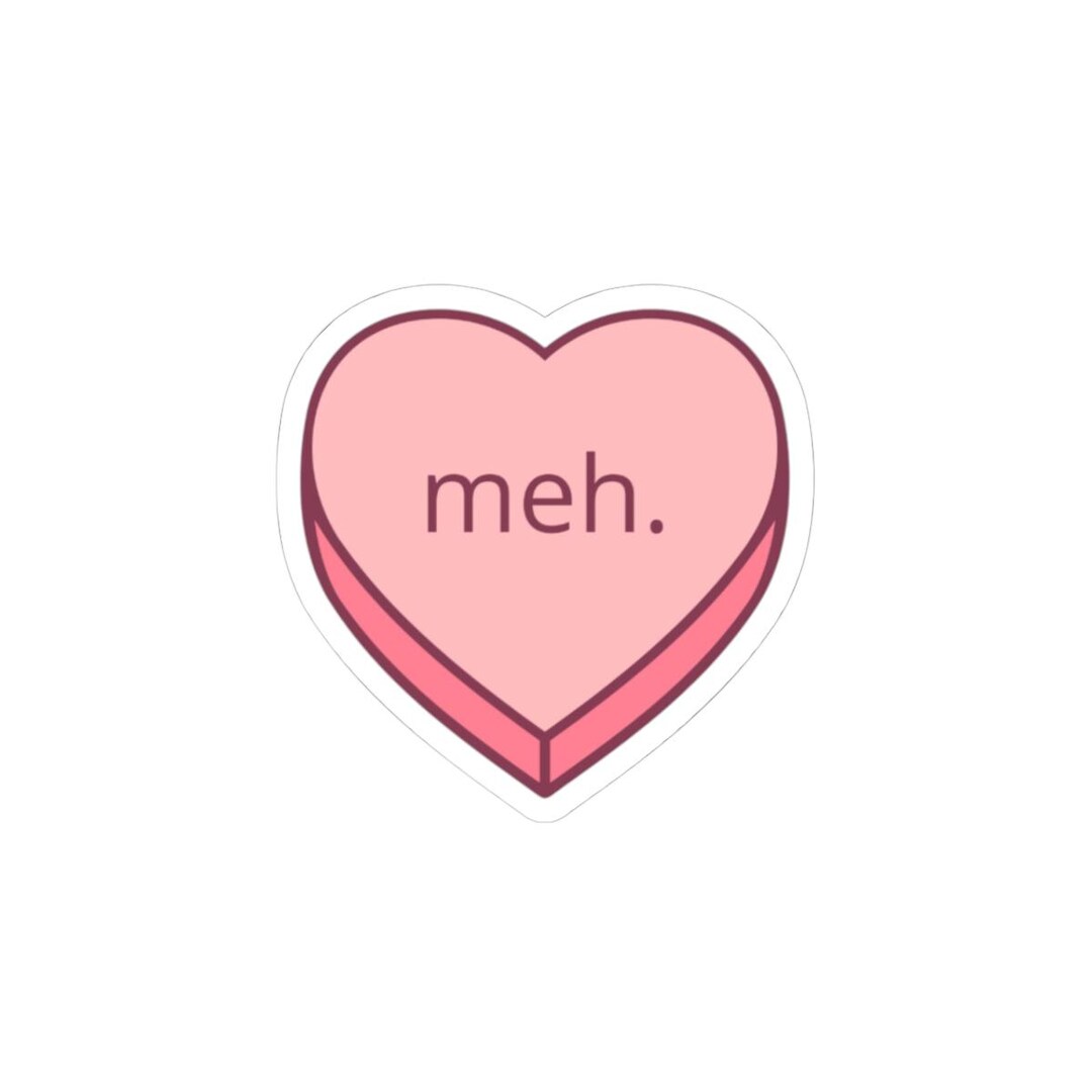 Meh Heart Candy Sticker Kiss-cut Sticker | Pink Heart Laptop Decal - Etsy