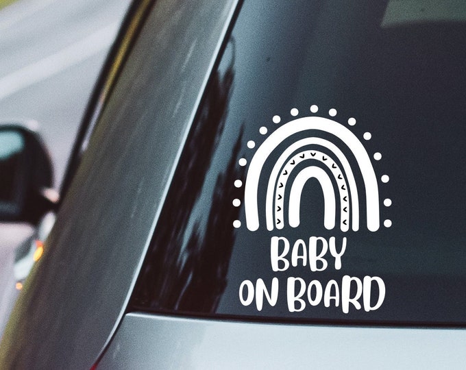 Boho Rainbow Baby on Board Decal Car Decal Baby on Board Sticker ...