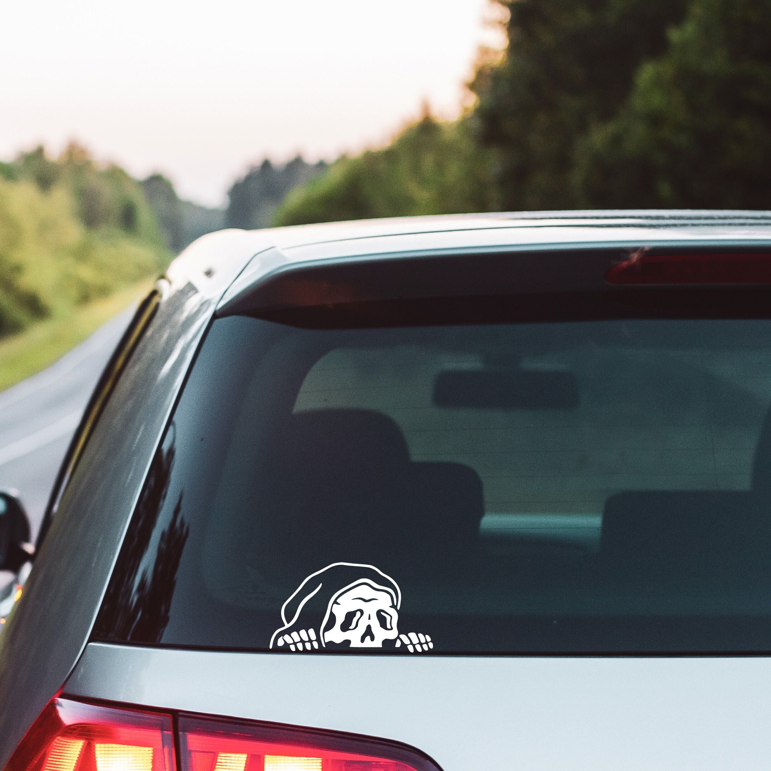 White or Glow in the Dark Grim Reaper Peeker Car Sticker - Etsy Canada