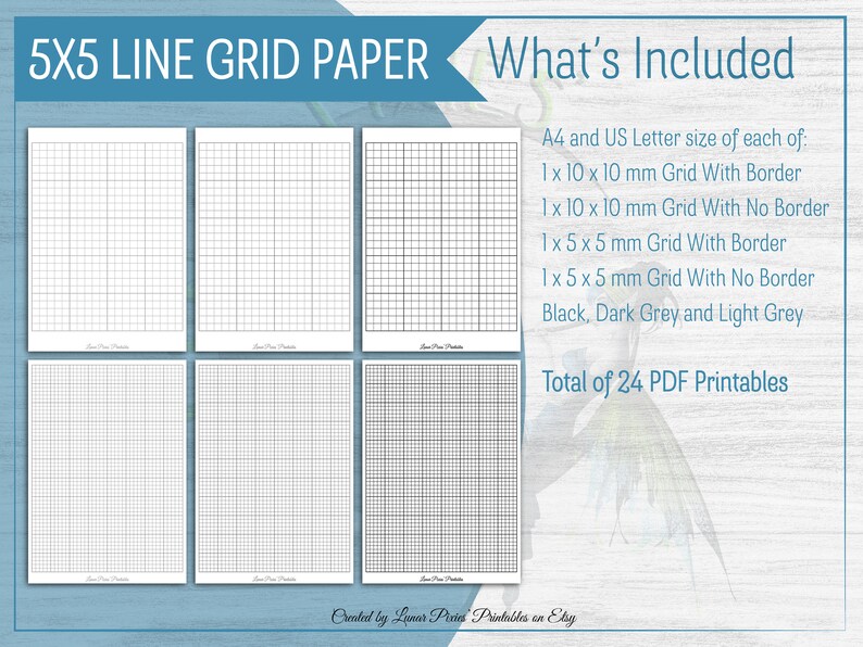 Line Graph 5x5 Grid Printable PDF Planner Page Inserts: Black - Etsy