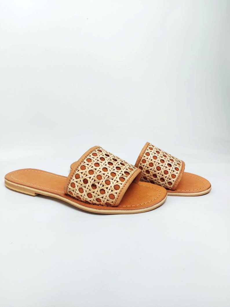 Rattan Sandal With Genuine Leather Black and Brown Leather With Suede ...