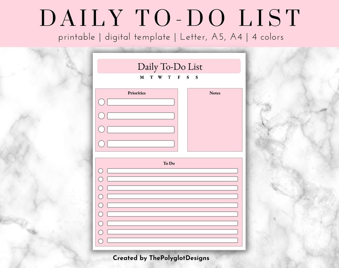 Pastel to Do List Printable | Letter A4 A5 | Printable PDF | Instant ...
