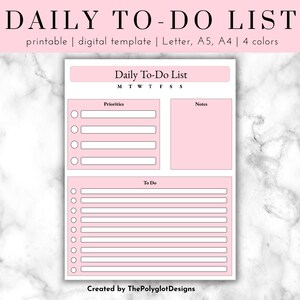 Pastel to Do List Printable | Letter A4 A5 | Printable PDF | Instant ...