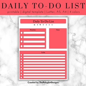 Digital to Do List Printable | Letter A4 A5 | Printable PDF | Instant ...