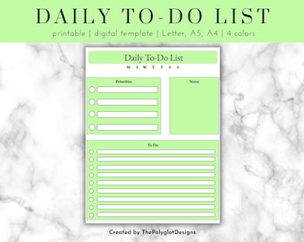 Printable to Do List | Letter A4 A5 | Printable PDF | Instant Download ...