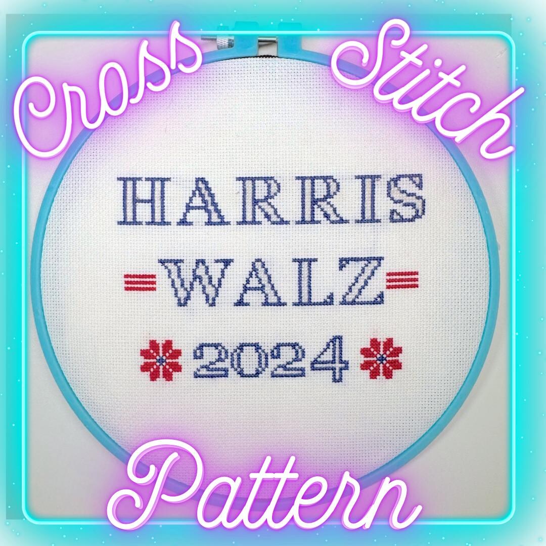 HARRIS WALZ 2024 Political Cross Stitch Simple Pattern Digital Download ...