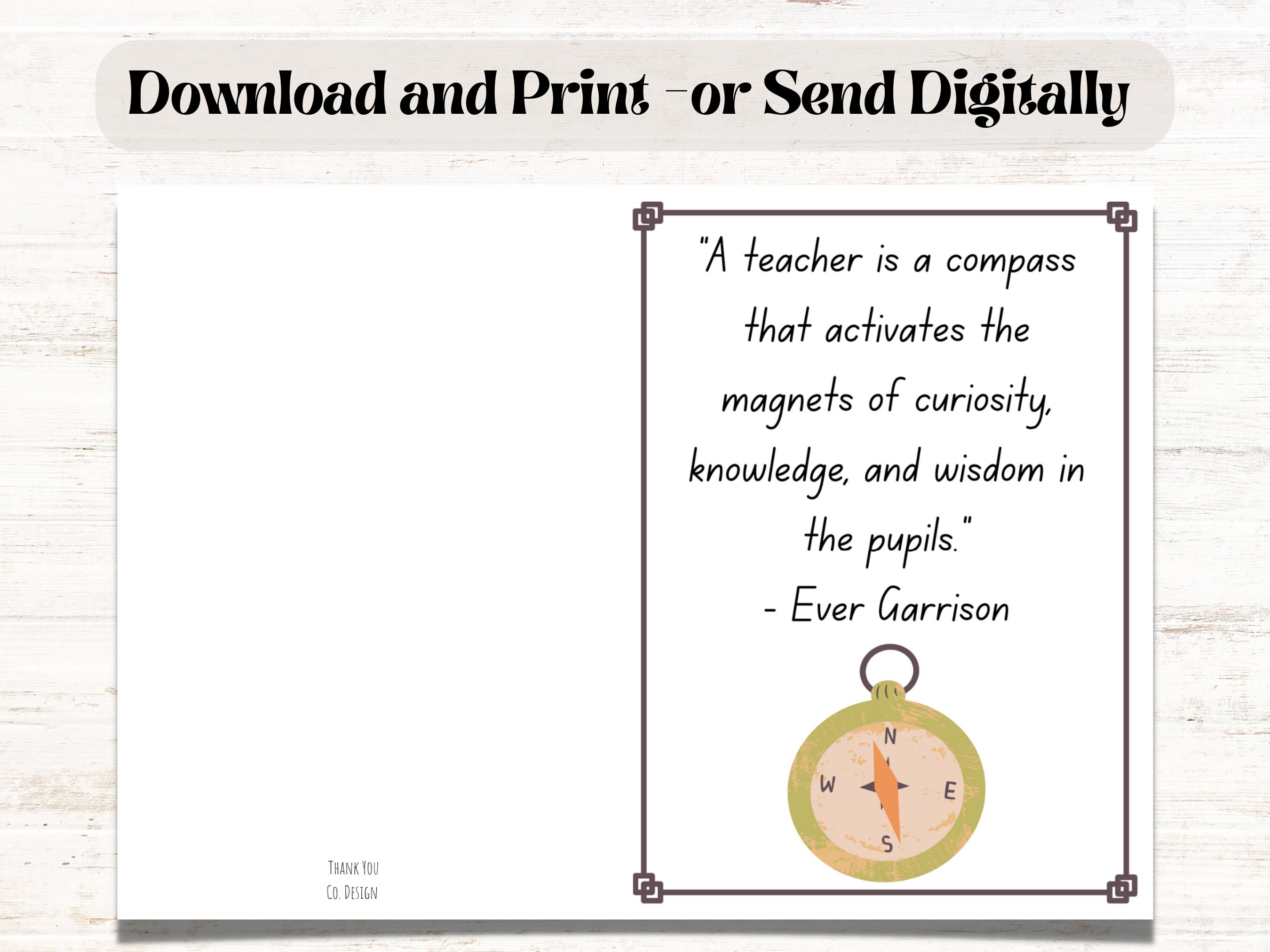Teacher Appreciation Card | Educator Card | Gratitude Card | Compass ...