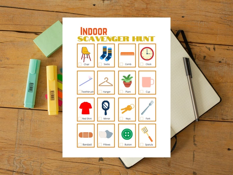 Indoor Scavenger Hunt for Kids Indoor Children Activity Stay at Home ...