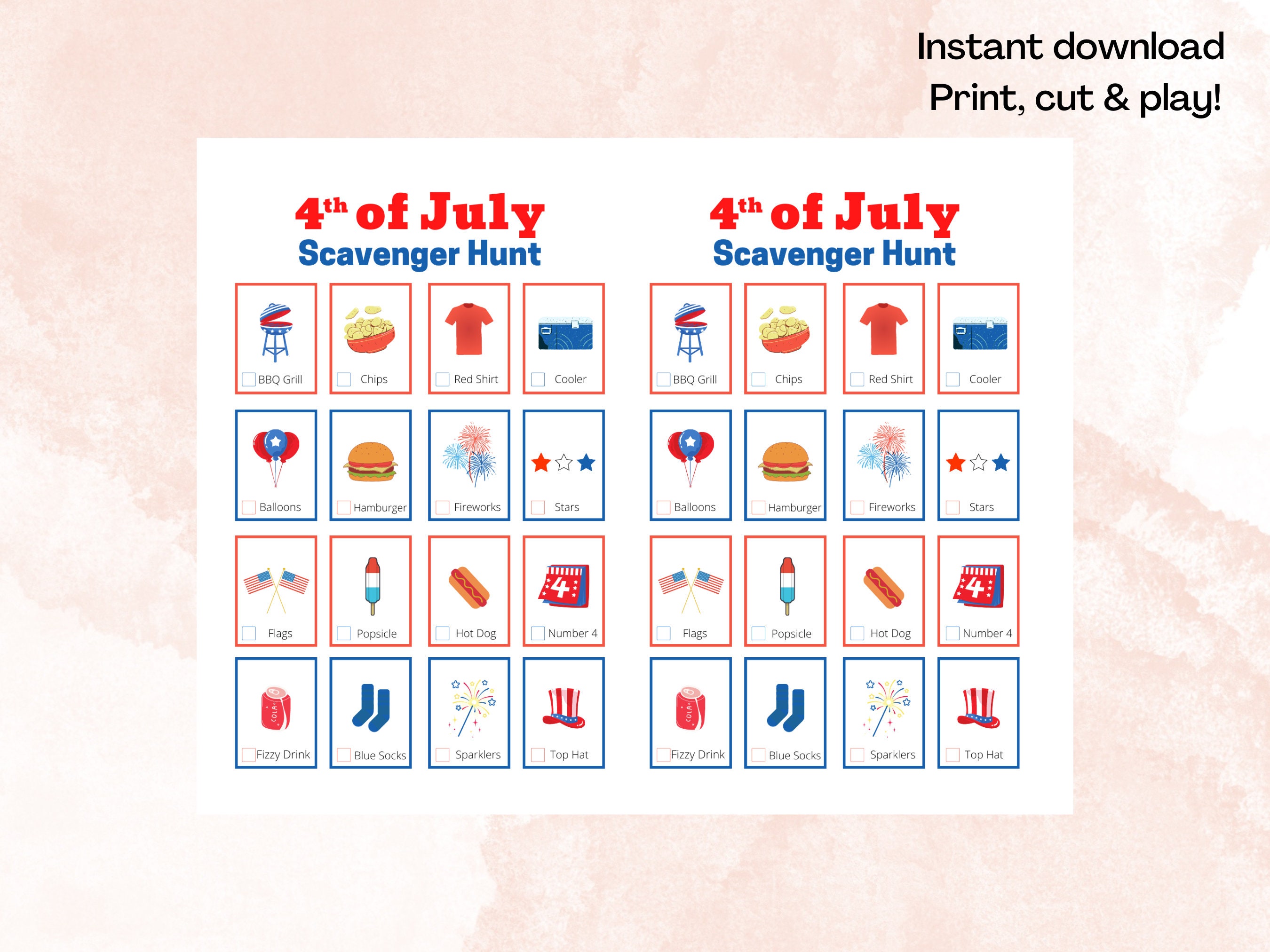 4th of July Scavenger Hunt for Kids Independence Day Celebration ...