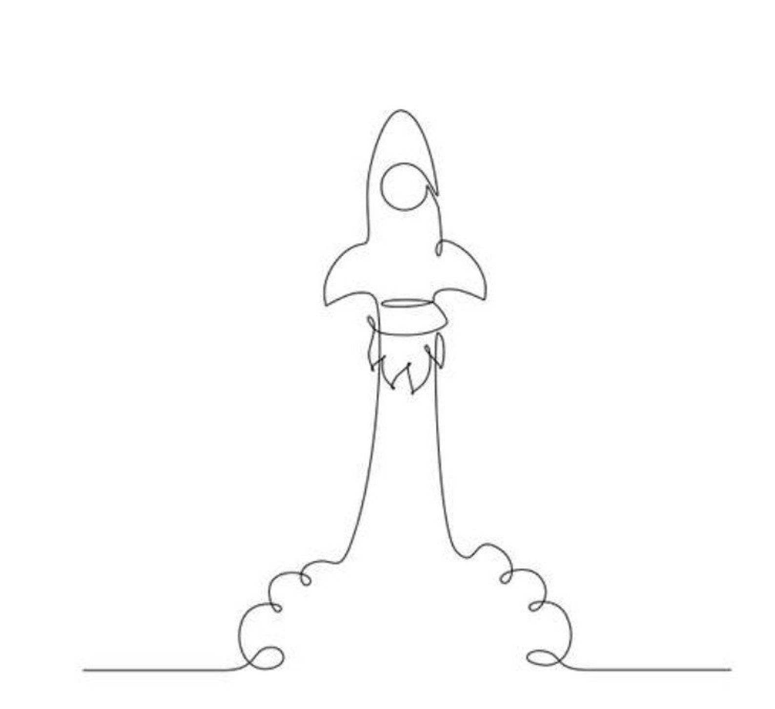 Start up a Rocket Ship in One Line Drawing Style. Launching a Spaceship ...