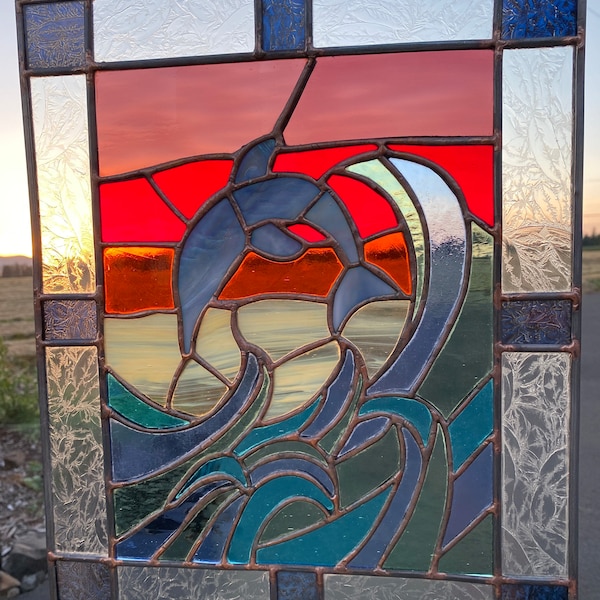 Stained Glass Window Hanging Dolphin - Etsy
