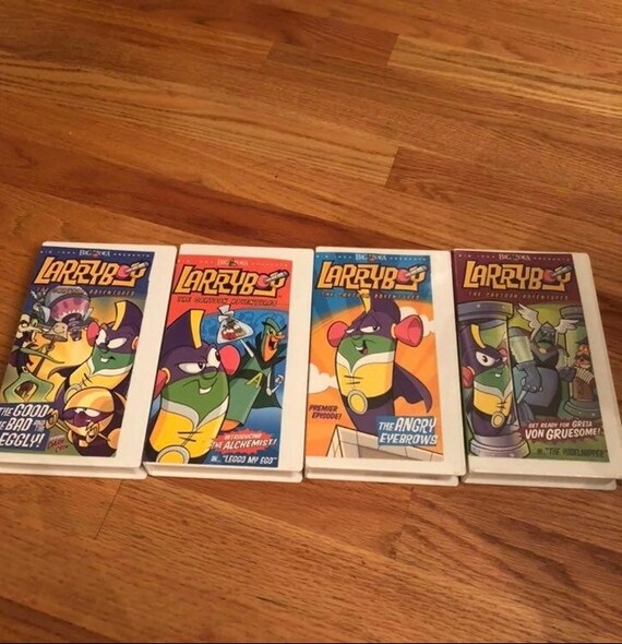 Lot of 4 Vintage Veggie Tales Larry Boy VHS Tape With Hard - Etsy