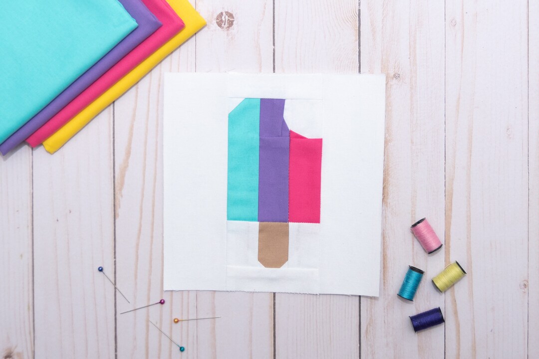 Striped Bite Popsicle Foundation Paper Piecing (FPP) Quilt Block ...