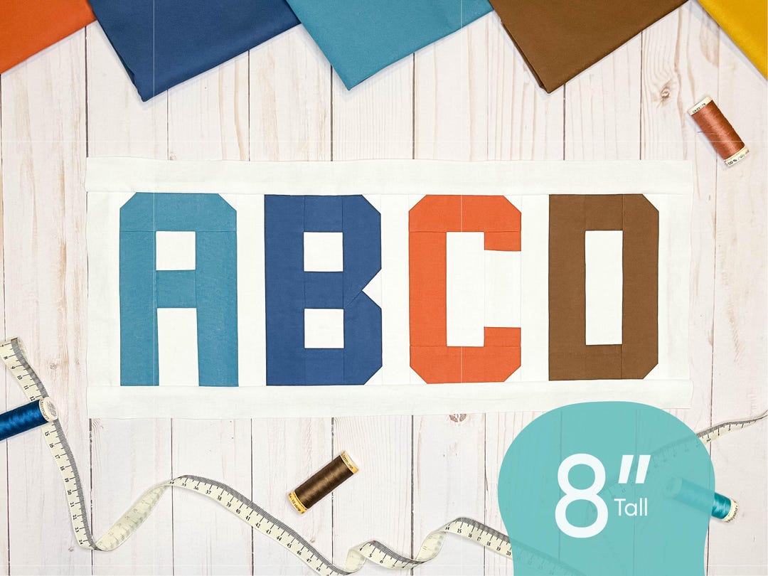 Alphabet Quilt Block Pattern - 8 Inch Tall - Foundation Paper Piecing ...