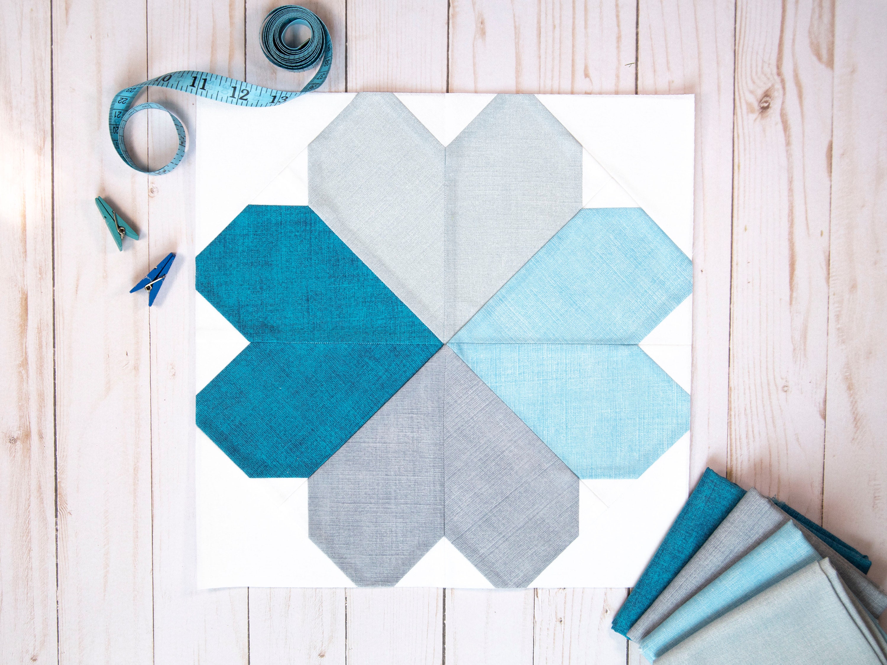Flower and Hearts Quilt Block Pattern - Foundation Paper Piecing (FPP ...