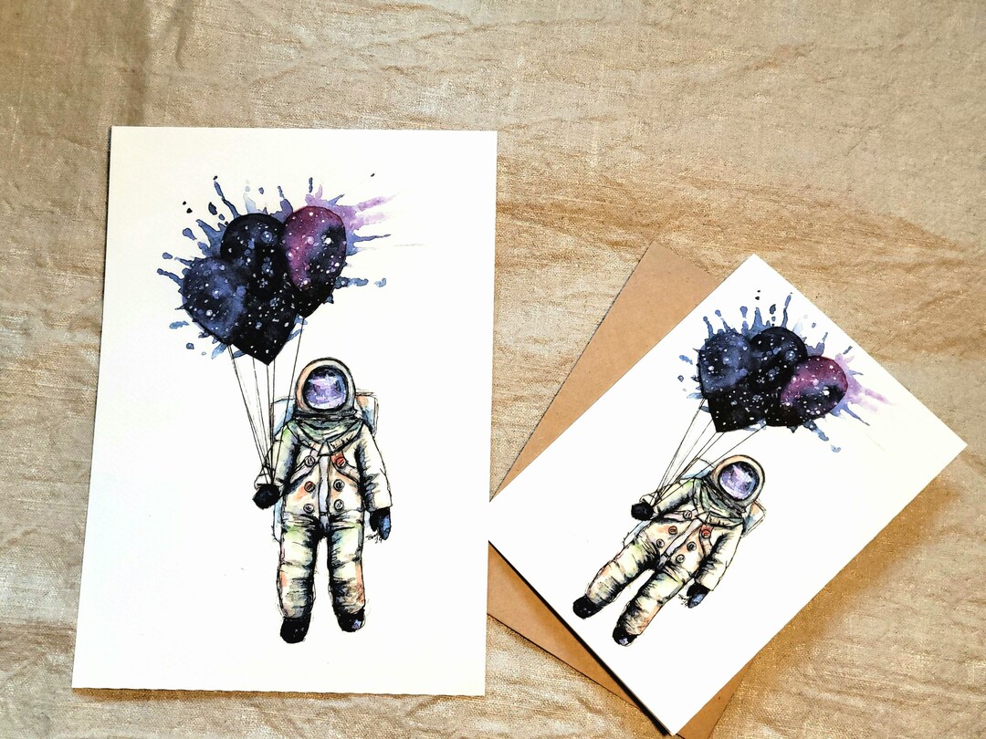 Astronaut Card and Print for Birthday, Space Card, Space Art, Space ...