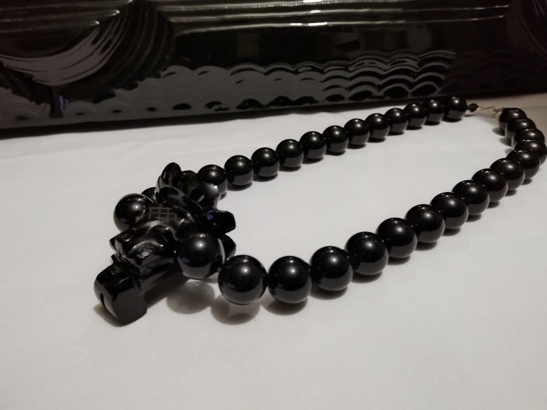 Obsidian Necklace With Quetzalcoatl Head - Etsy UK