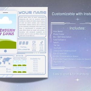 1 Page Cybercore Media Kit Canva Template for Content Creators, Twitch ...