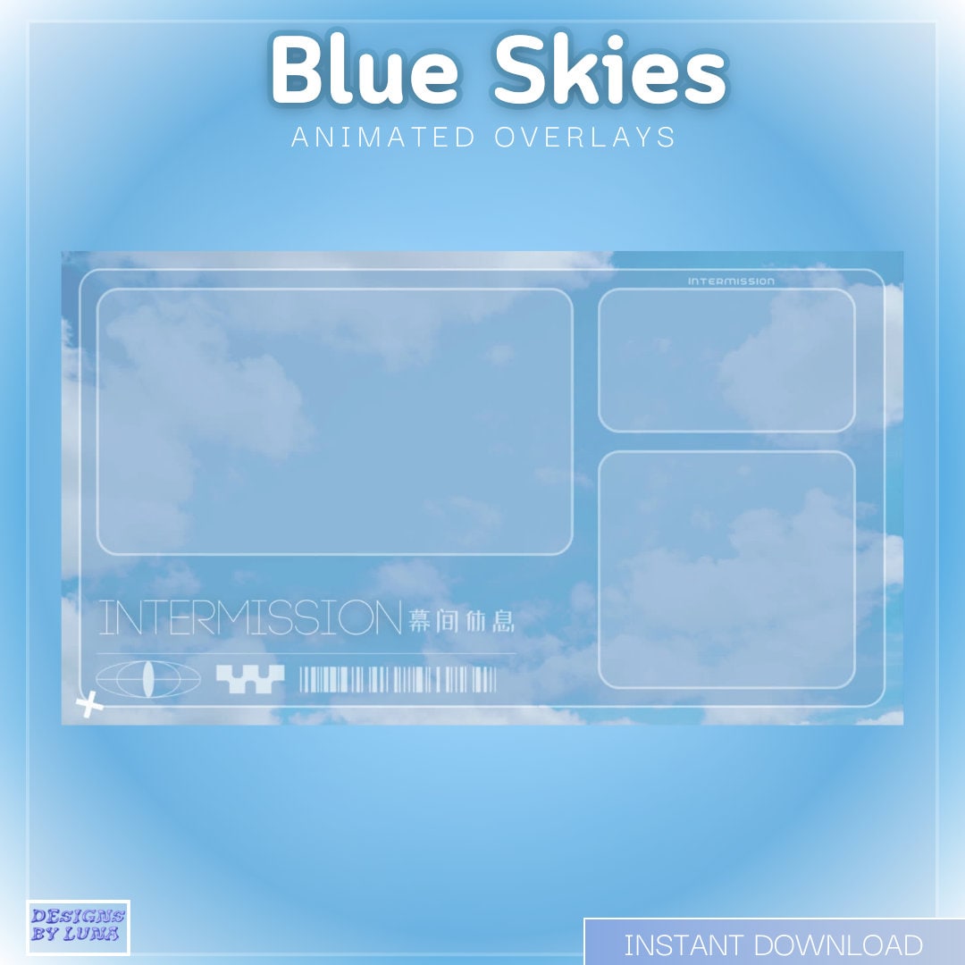 Blue Skies Y2k Minimalistic Animated Overlays for Streamers Calm Cyber ...