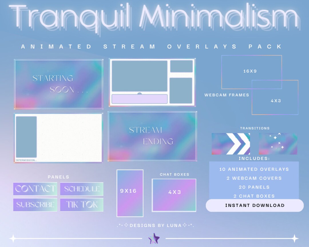 Tranquil Minimalism Animated Stream Overlays: Blue Rainbow (digital ...