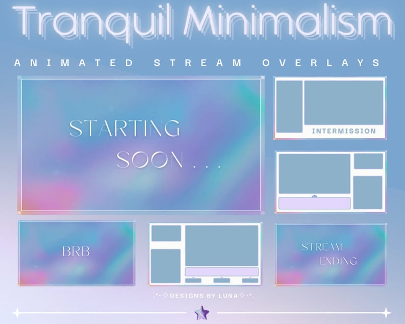 Tranquil Minimalism Animated Stream Overlays: Blue Rainbow (digital ...