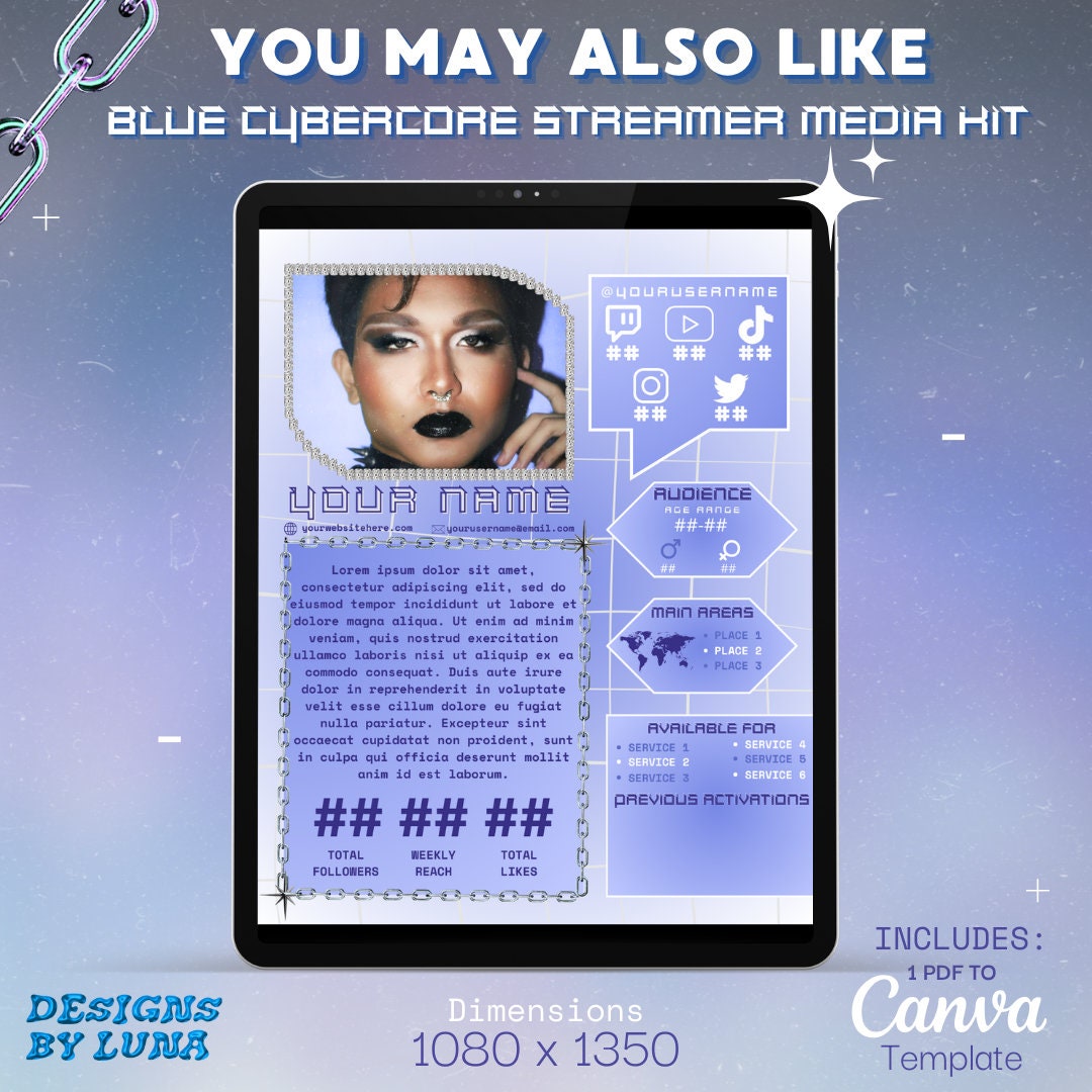 Blue Cybercore Schedule Template for Streamers Y2k Inspired Aesthetic ...