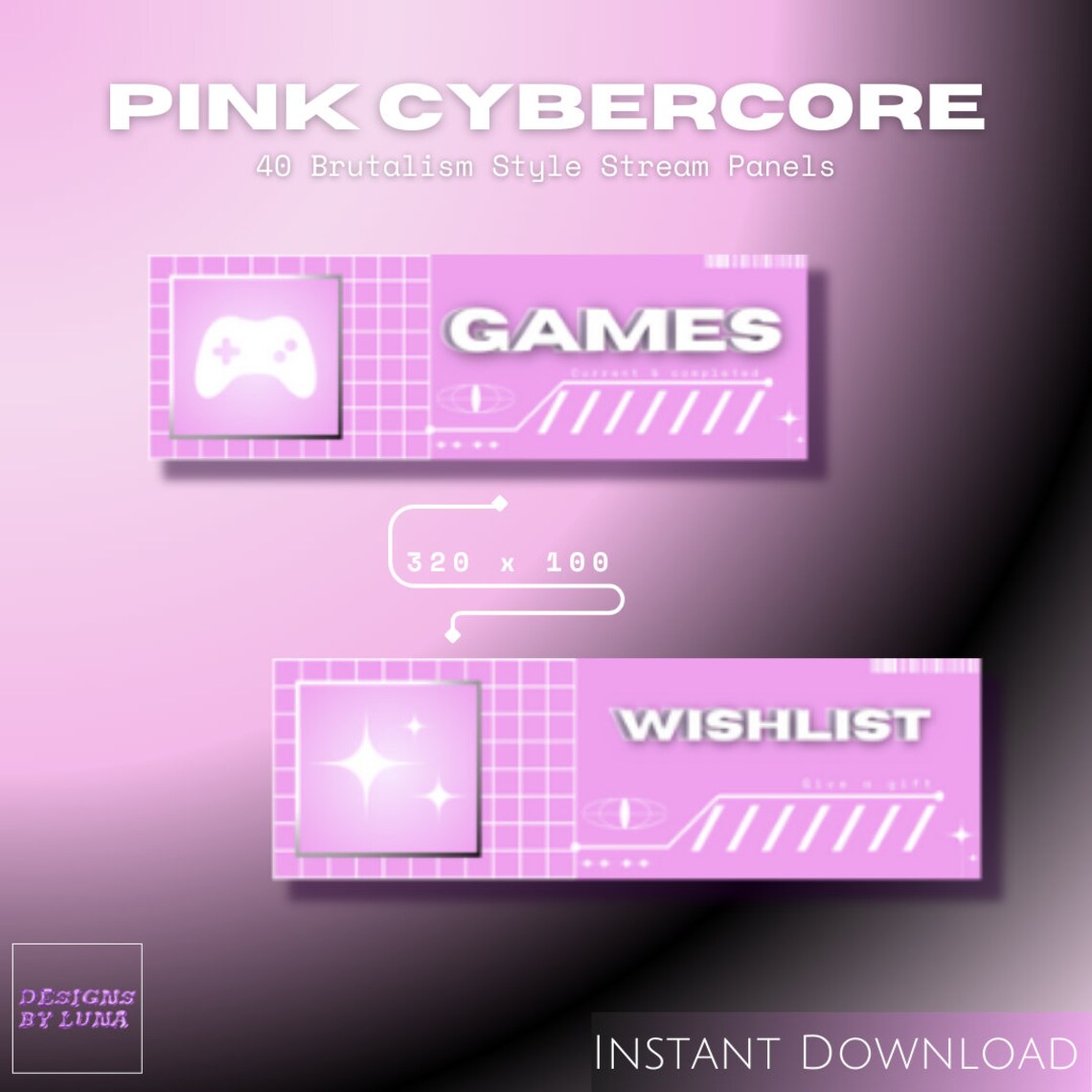 Pink Cybercore Stream Panels: Brutalist Y2K Twitch Panels (digital ...