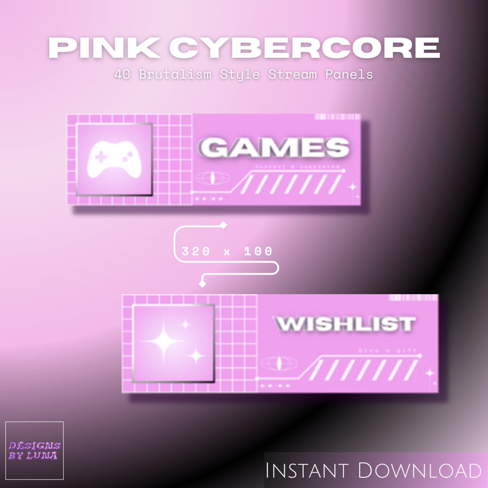 Pink Cyber Futuristic Brutalism Style Stream Panels | Cybercore | Y2K ...