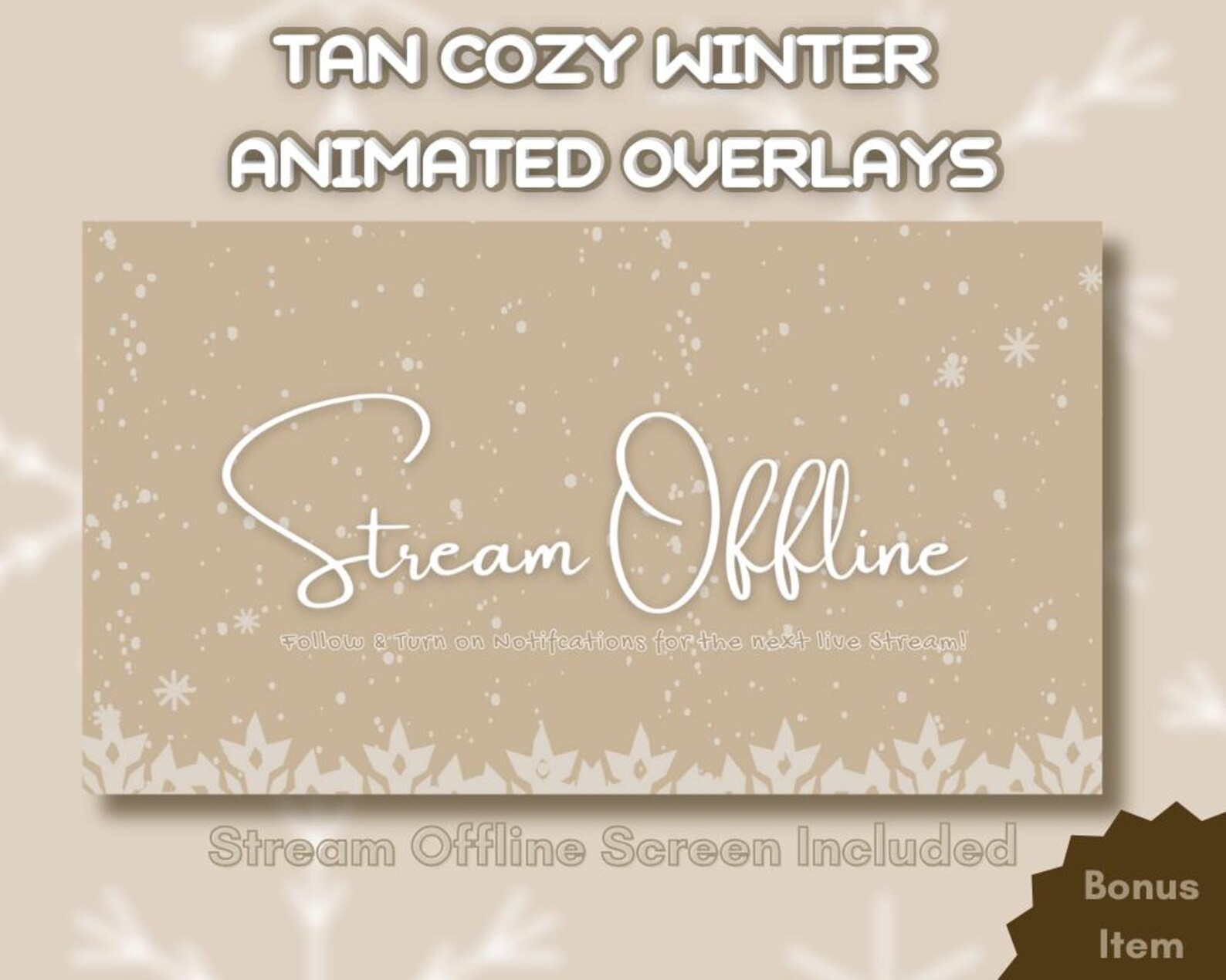 Tan Cozy Winter Stream Overlays for Twitch, Youtube and Live Streamers ...