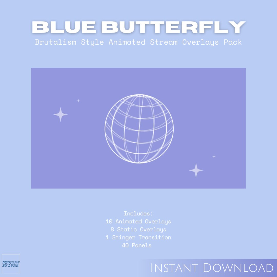 Blue Butterfly Cybercore Stream Overlays: Brutalist Y2K Twitch Panels ...