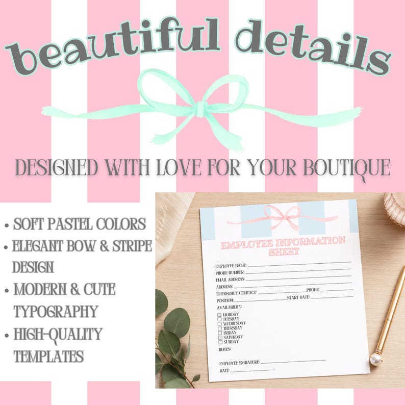 Employee Forms Bundle Canva Template | Employee Information Sheet ...