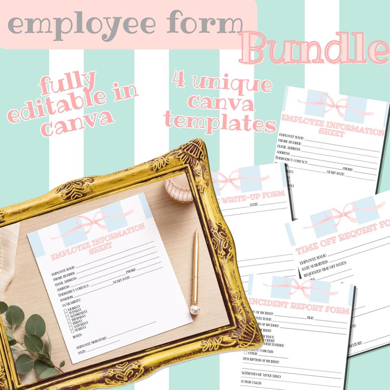 Employee Forms Bundle Canva Template | Employee Information Sheet ...