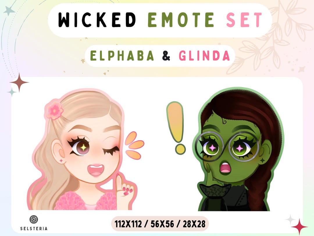 Wicked Twitch Emotes / Elphaba and Glinda Emote Set / Cute Chibi Emotes ...