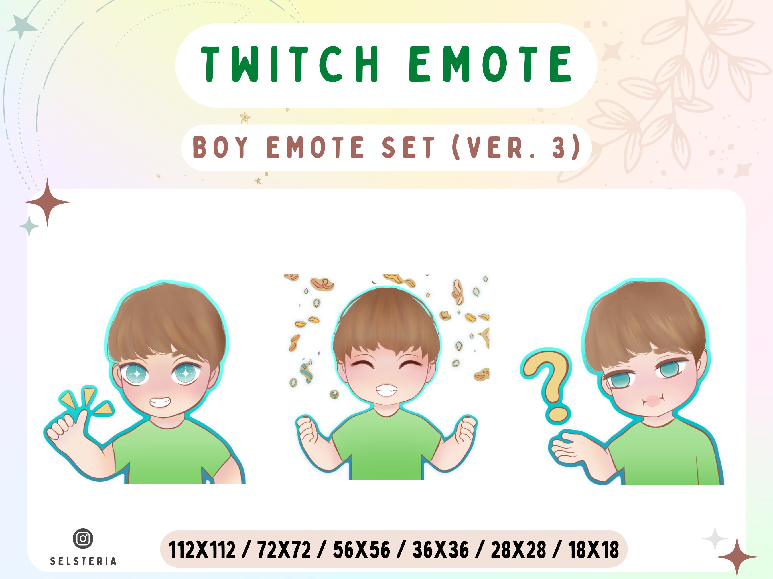 Twitch Emote Set: Boy Emote Set / Fair Skin / Brown Hair / Twitch ...