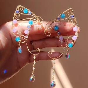 Butterfly Faerie Ear Cuffs Wire Fairy Ears Gold Elven Ear Cuff ...