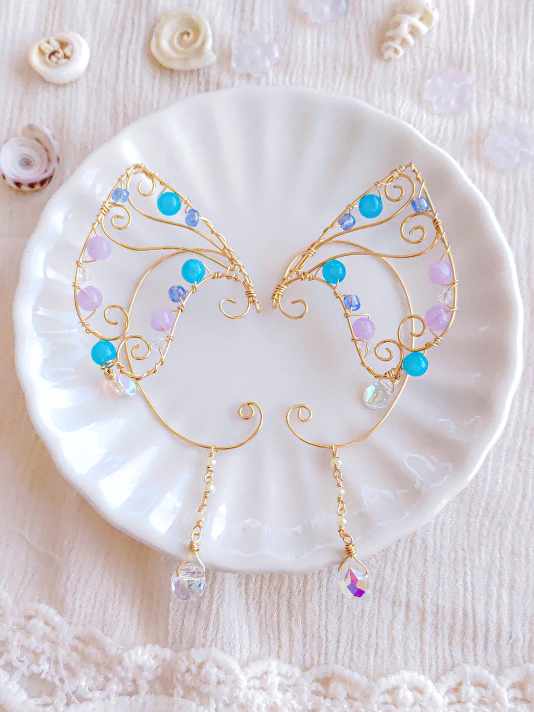 Butterfly Faerie Ear Cuffs Wire Fairy Ears Gold Elven Ear Cuff ...