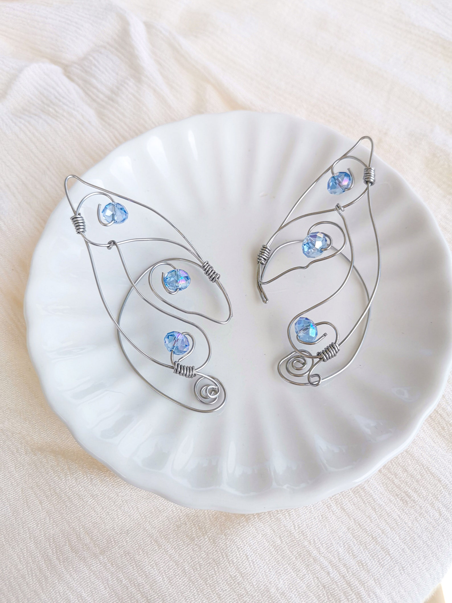 Butterfly Ear Cuff Silver Elf Ear Cuffs Wire Elf Ear No Piercing Faerie ...