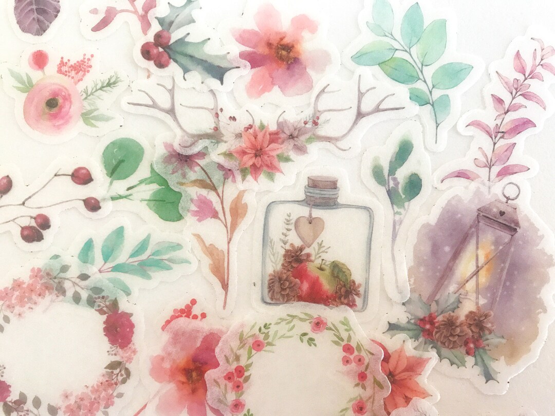 40pcs Watercolor Flower Stickers Christmas Flower Bullet - Etsy