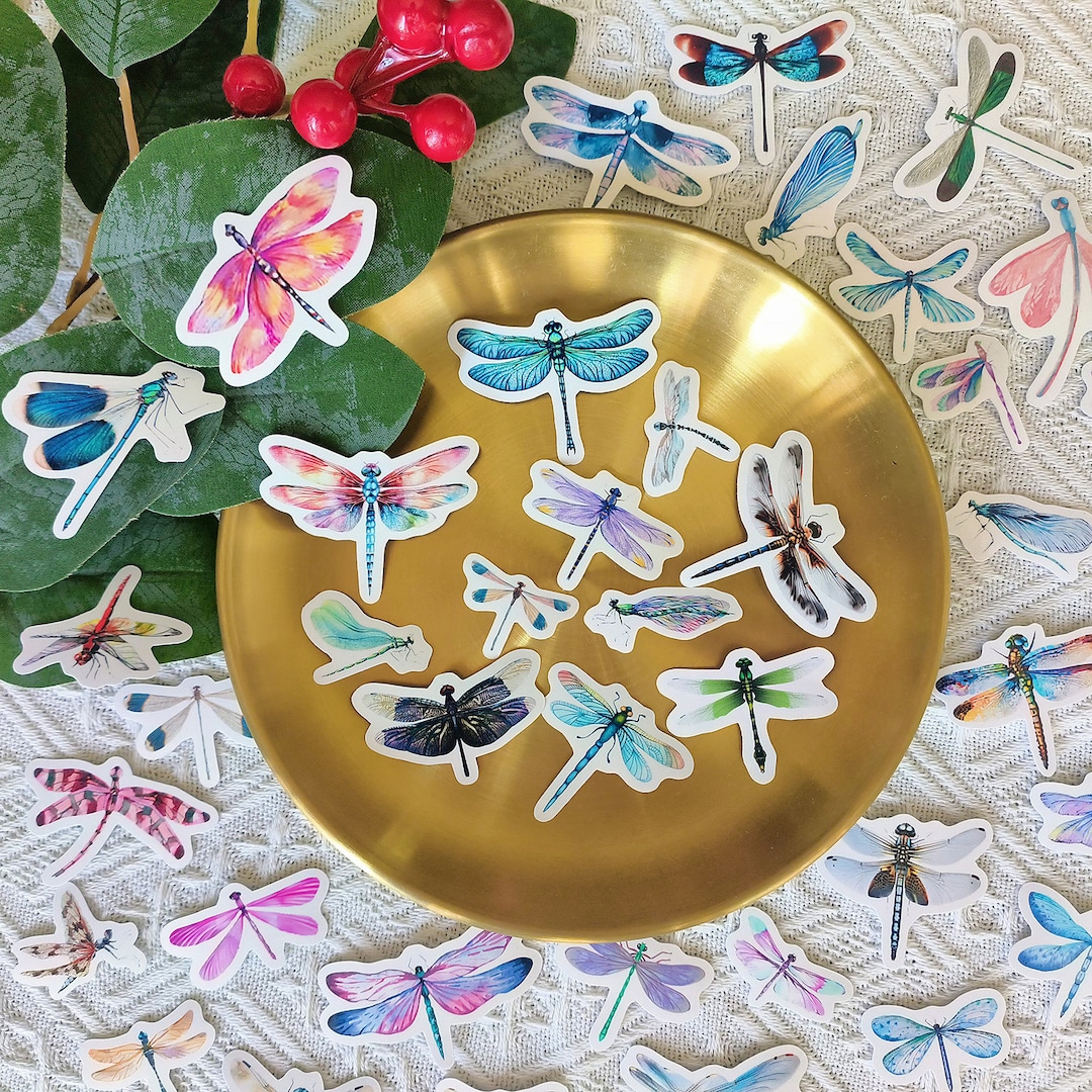 46pcs Dragonfly Stickers Colorful Dragonfly Bullet Journal Sticker ...