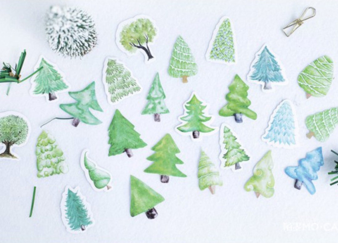 46pcs Tree Stickers, Green Tree Bullet Journal Sticker, Tree Planner ...