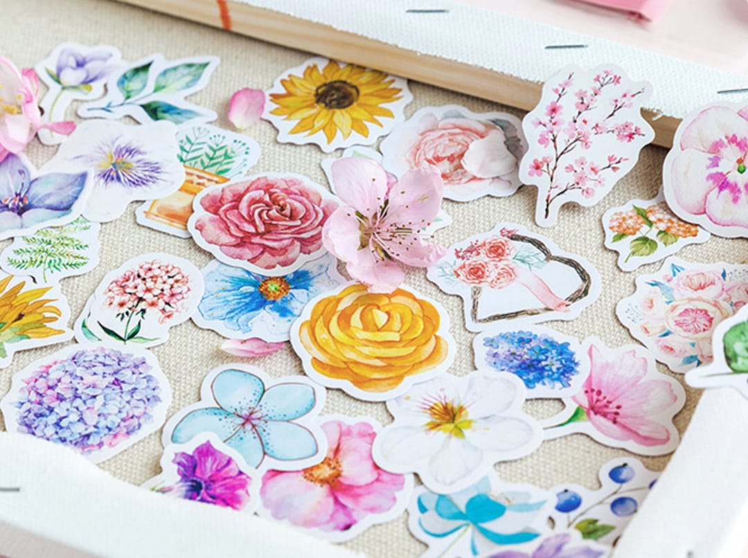45pcs Colorful Flower Stickers, Assorted Color Flower Bullet Journal ...
