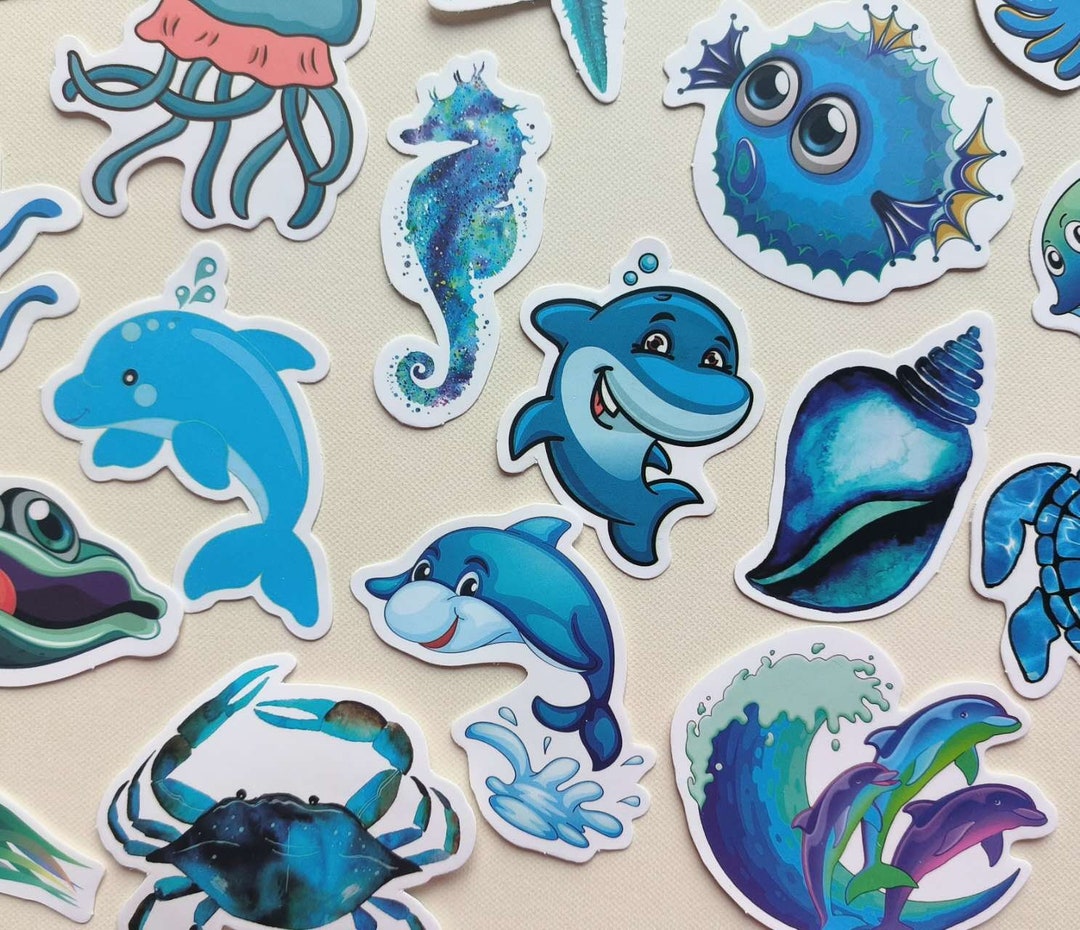 23pcs Vinyl Sea Animals Sticker Bomb Pack, Whale Fish Seahorse Shark ...
