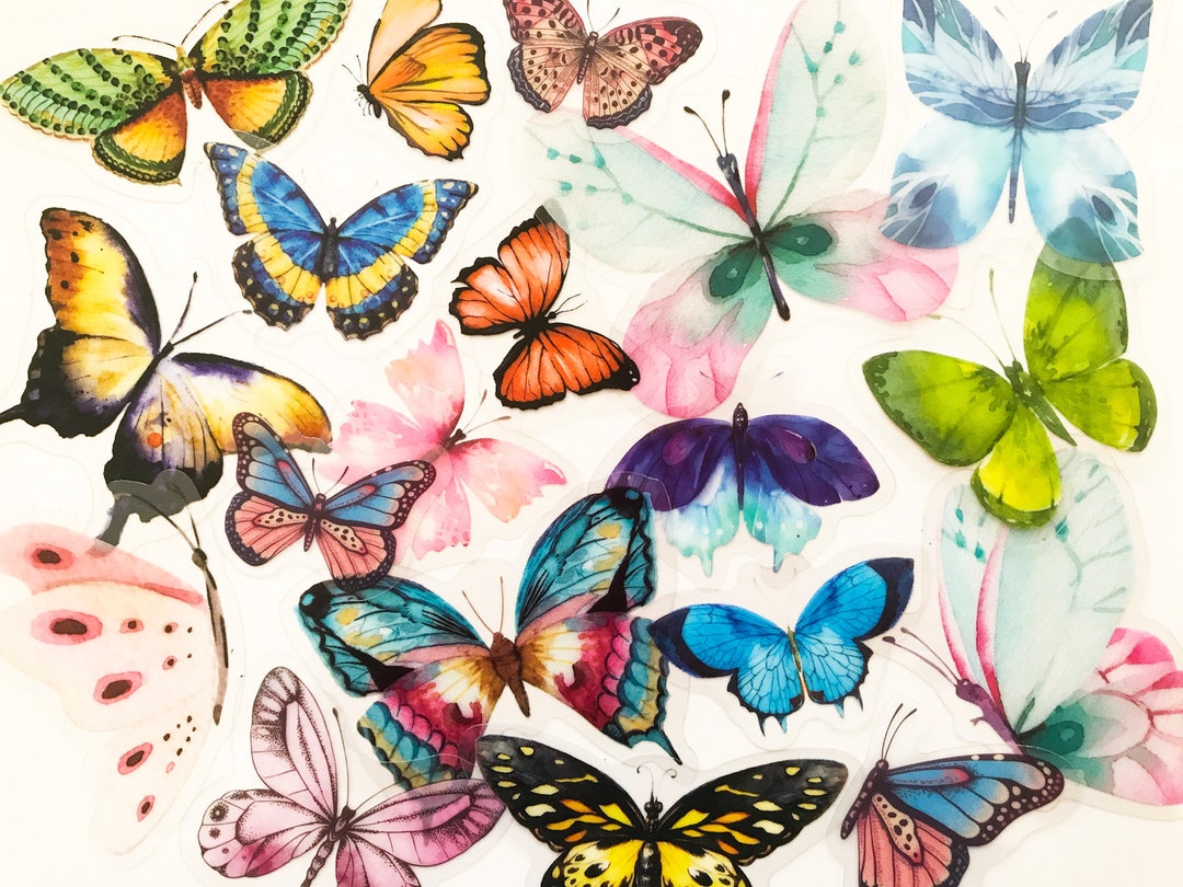40pcs Butterfly Stickers, Transparent Butterfly Bullet Journal Sticker ...