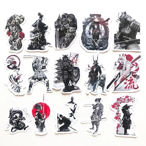 15pcs Japanese Samurai Stickers, Japanese Warrior Bullet Journal ...