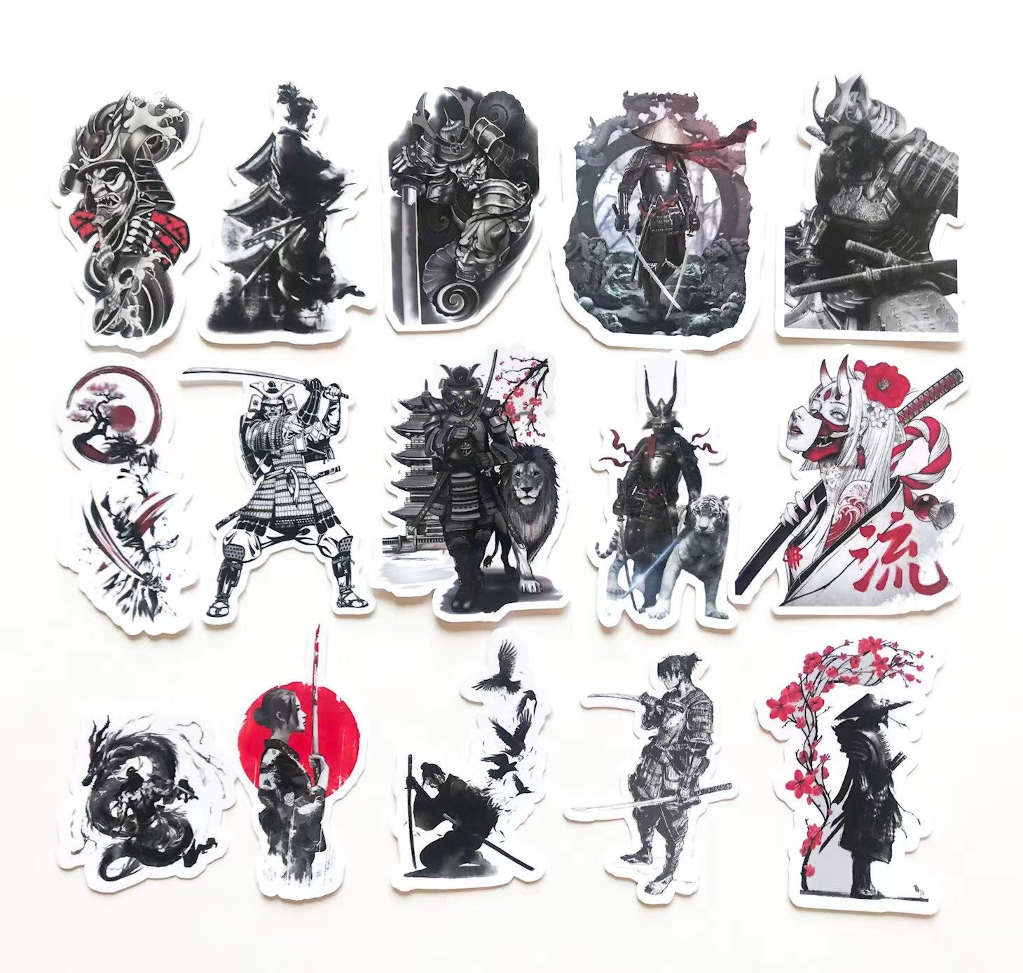 15pcs Japanese Samurai Stickers, Japanese Warrior Bullet Journal ...